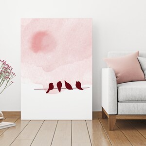 Modern Minimalist Bird Art Print, Bird Poster, Prints Wall Art, Blush ...