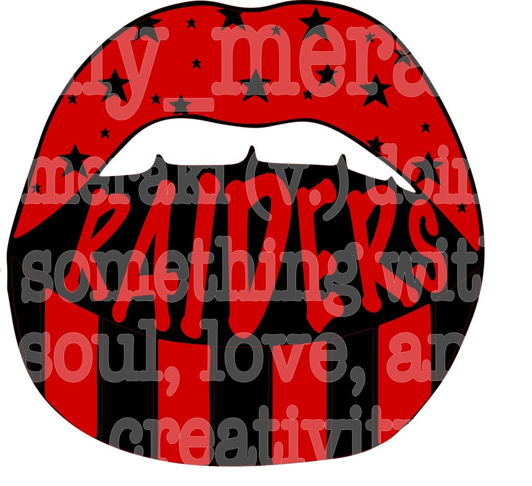 RAIDERS RED BLACK Custom Color and Team Available Mouth Lips Design Png ...