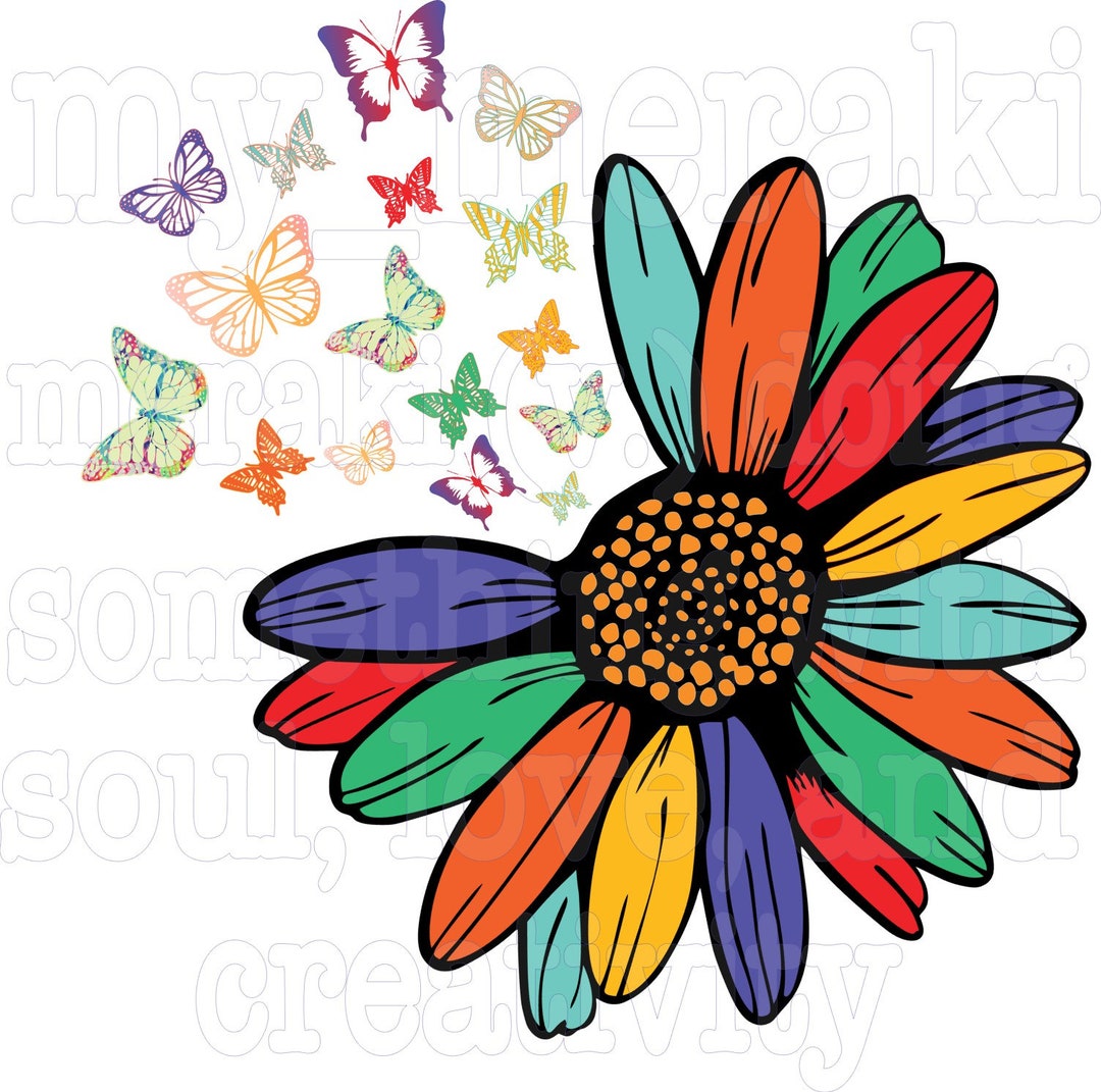 Butterfly Flower Free Fly Away PNG SVG Design Download Print - Etsy