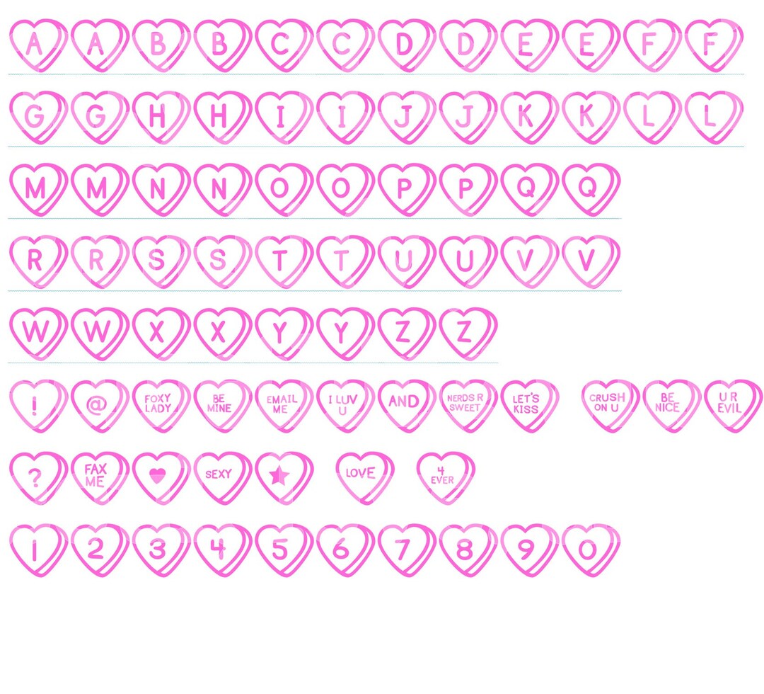 Conversation HEART Valentine Day Candy Hearts Alphabet Letters Font Svg ...