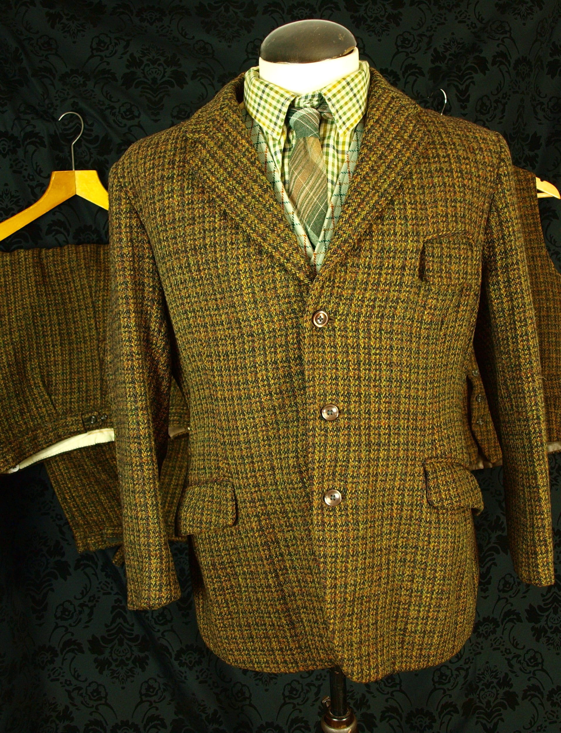 Mens Vintage Harris Tweed 3 Piece Shooting Hunting Suit Plus Fours 42 Large 38 Waist