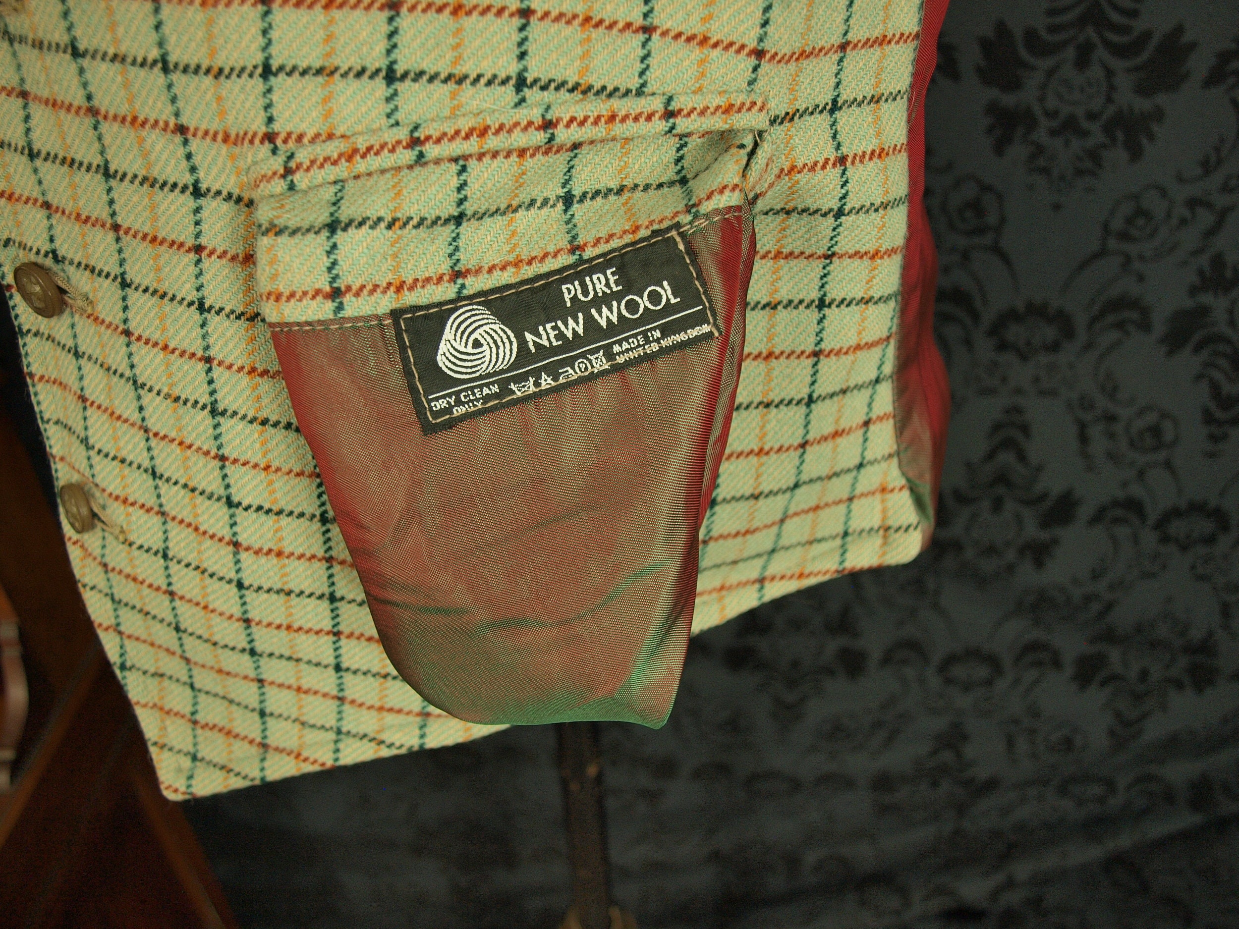 Amazing Unused Mens Vintage Tweed Reversible Tattersall Moleskin Hunt