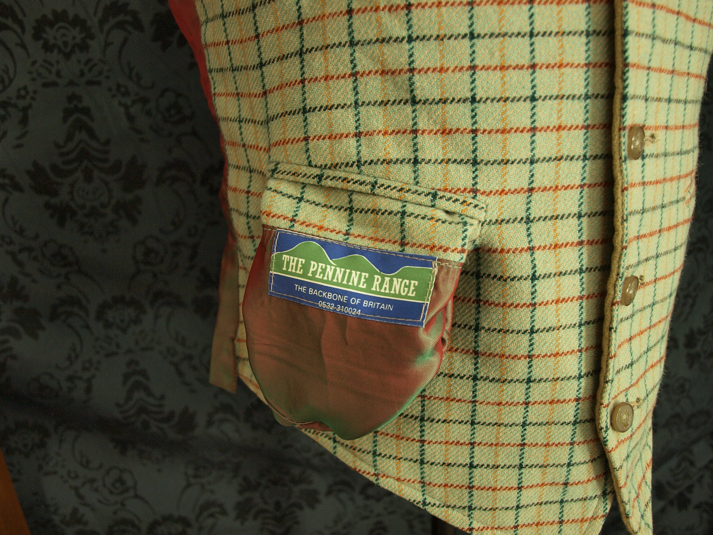 Amazing Unused Mens Vintage Tweed Reversible Tattersall Moleskin Hunt