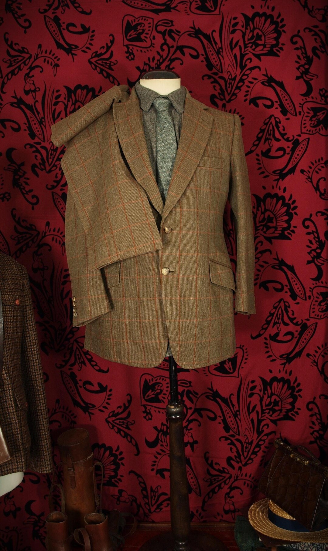 Unusual Bespoke Mens Vintage Tweed Suit 40 Inch Medium 36 30 Inside Leg ...