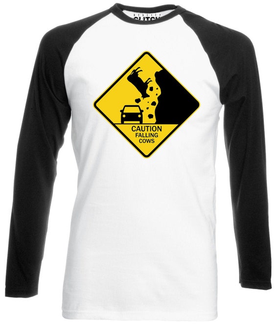 Caution Falling Cows Mens Baseball Shirt Long Sleeve Joke - Etsy
