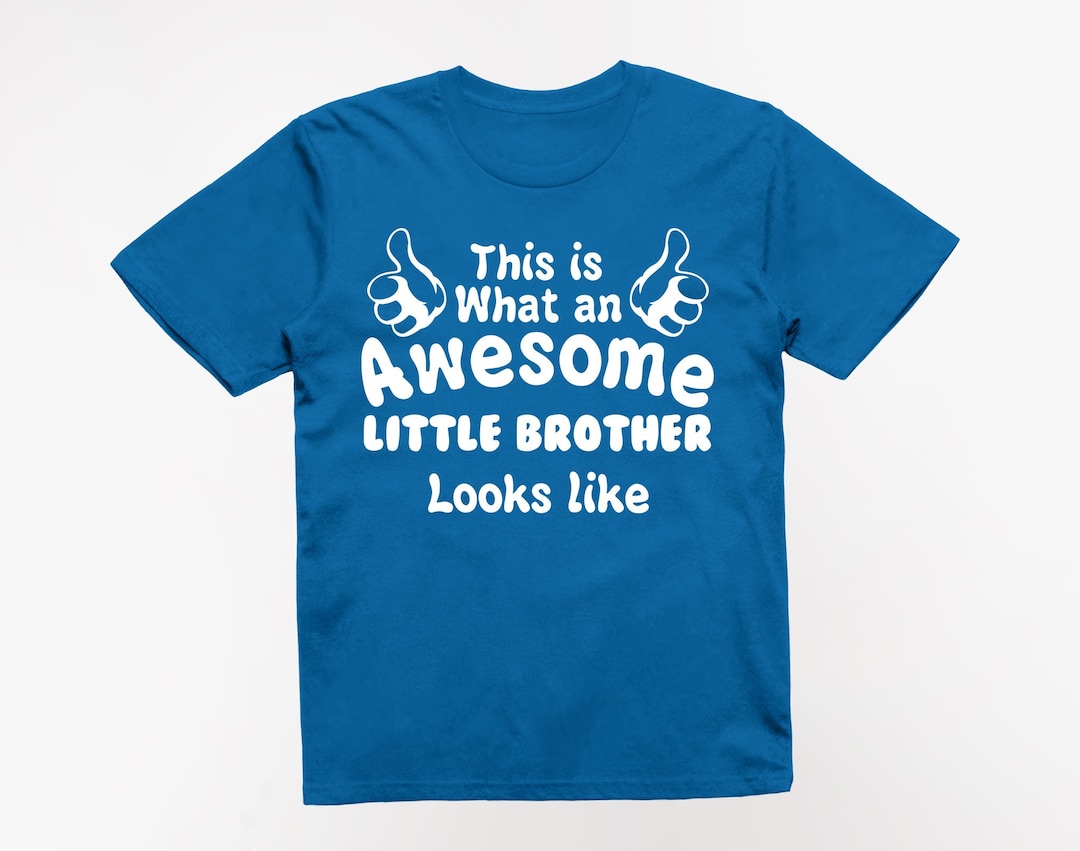 Kids Awesome Little Brother T-shirt – Funny Younger Sibling Gift for ...