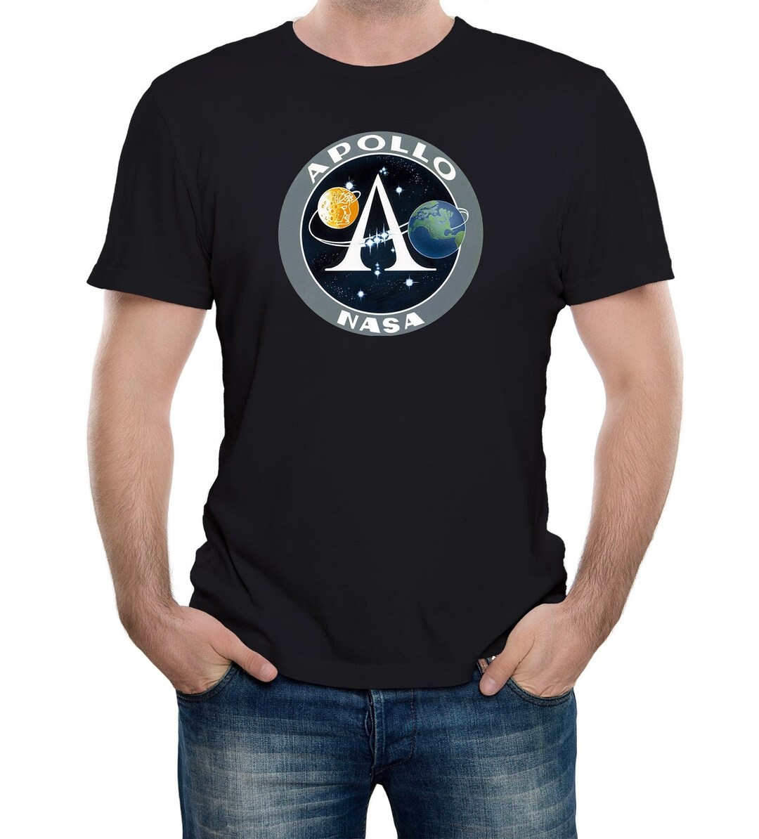 Mens NASA Project Apollo Space Program Logo T-shirt Space Science Cool ...