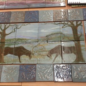 Bespoke Fighting Stag Tile Panel - Etsy