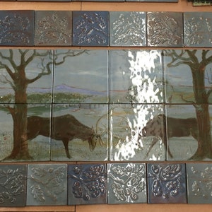 Bespoke Fighting Stag Tile Panel - Etsy
