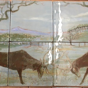 Bespoke Fighting Stag Tile Panel - Etsy
