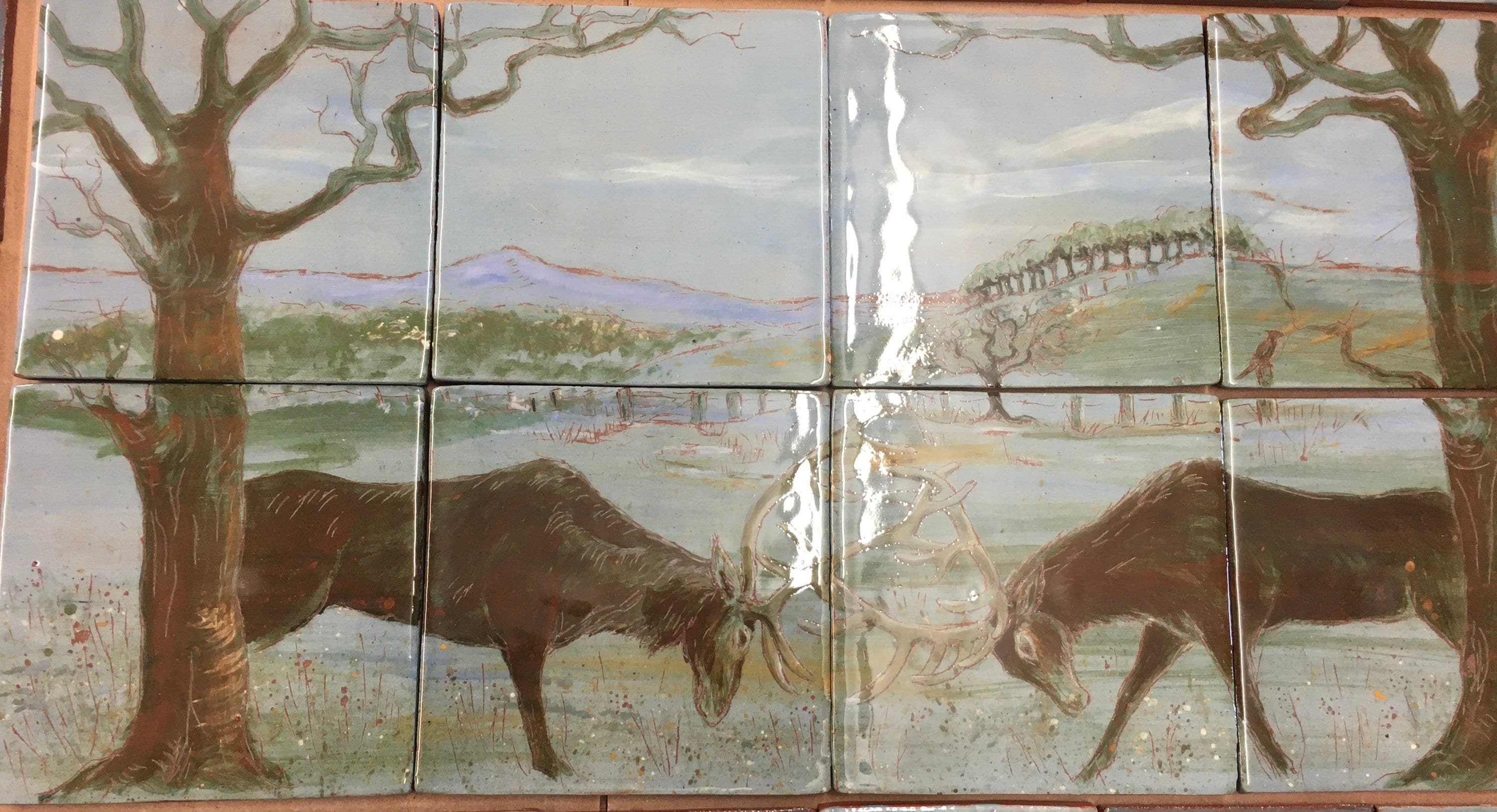 Bespoke Fighting Stag Tile Panel - Etsy