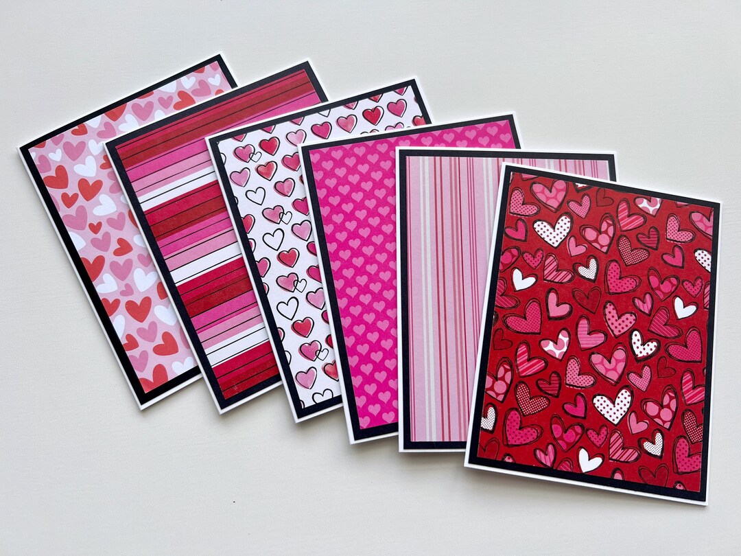 Valentines Day Cards Assortment, Set of 6, Handmade Valentines Cards - Etsy
