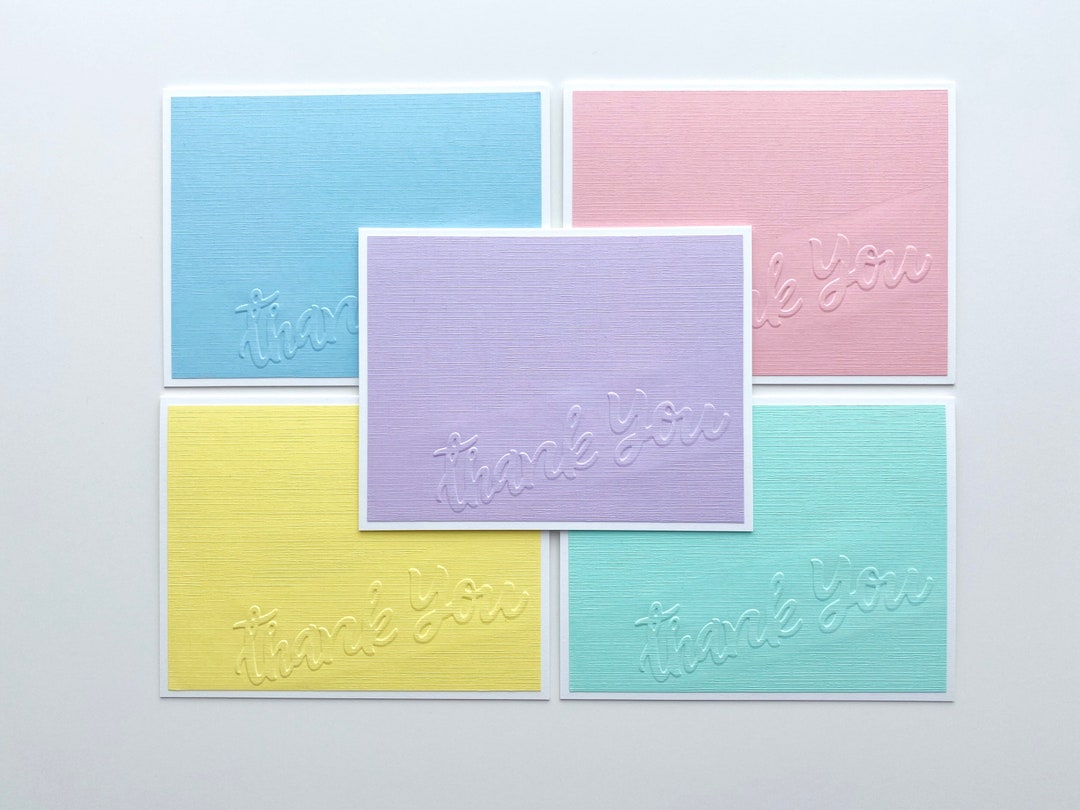 Handmade Thank You Card Set in Pastel Colors - Etsy