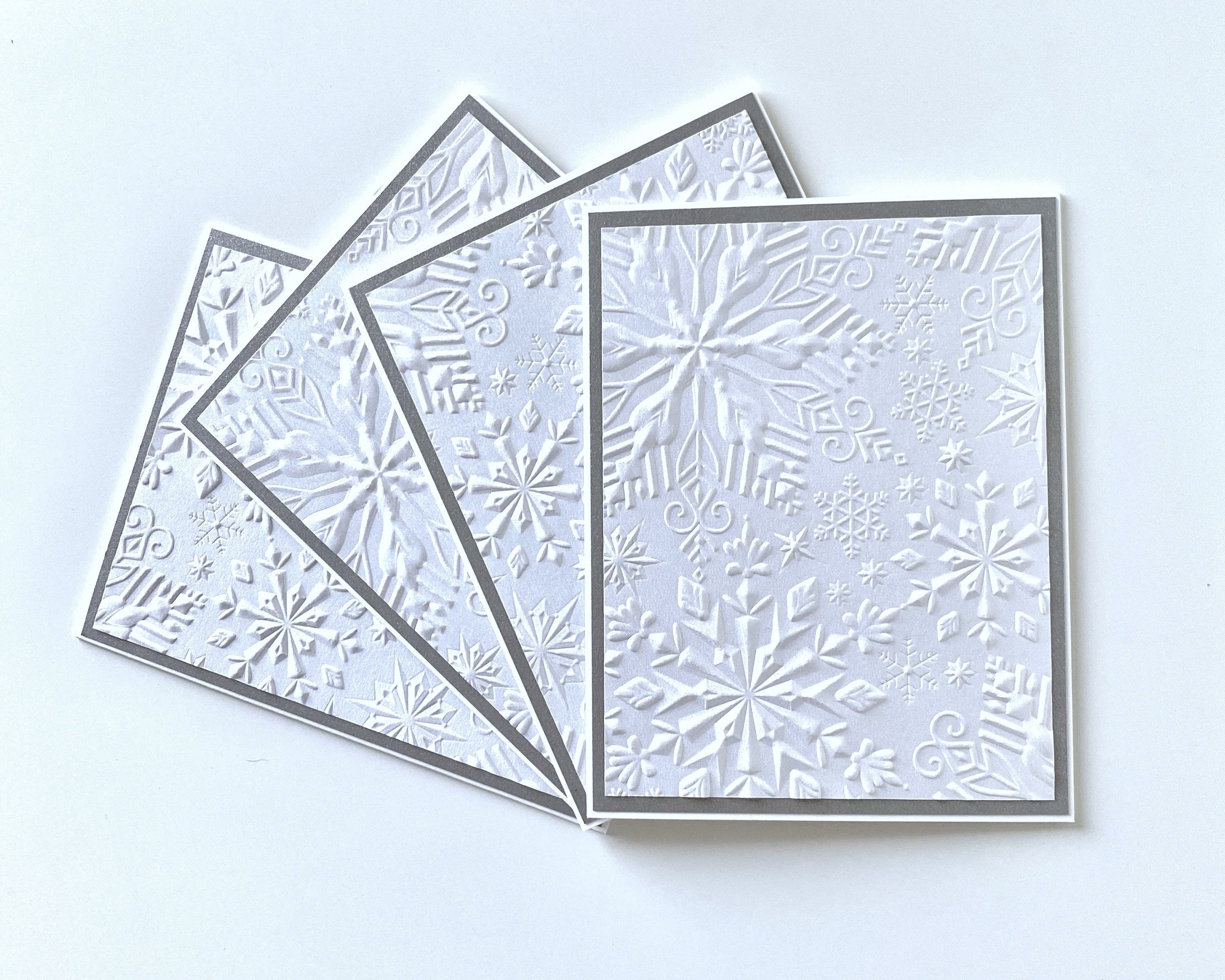 Handmade Embossed Christmas Cards Set of 4 Snowflakes | Etsy