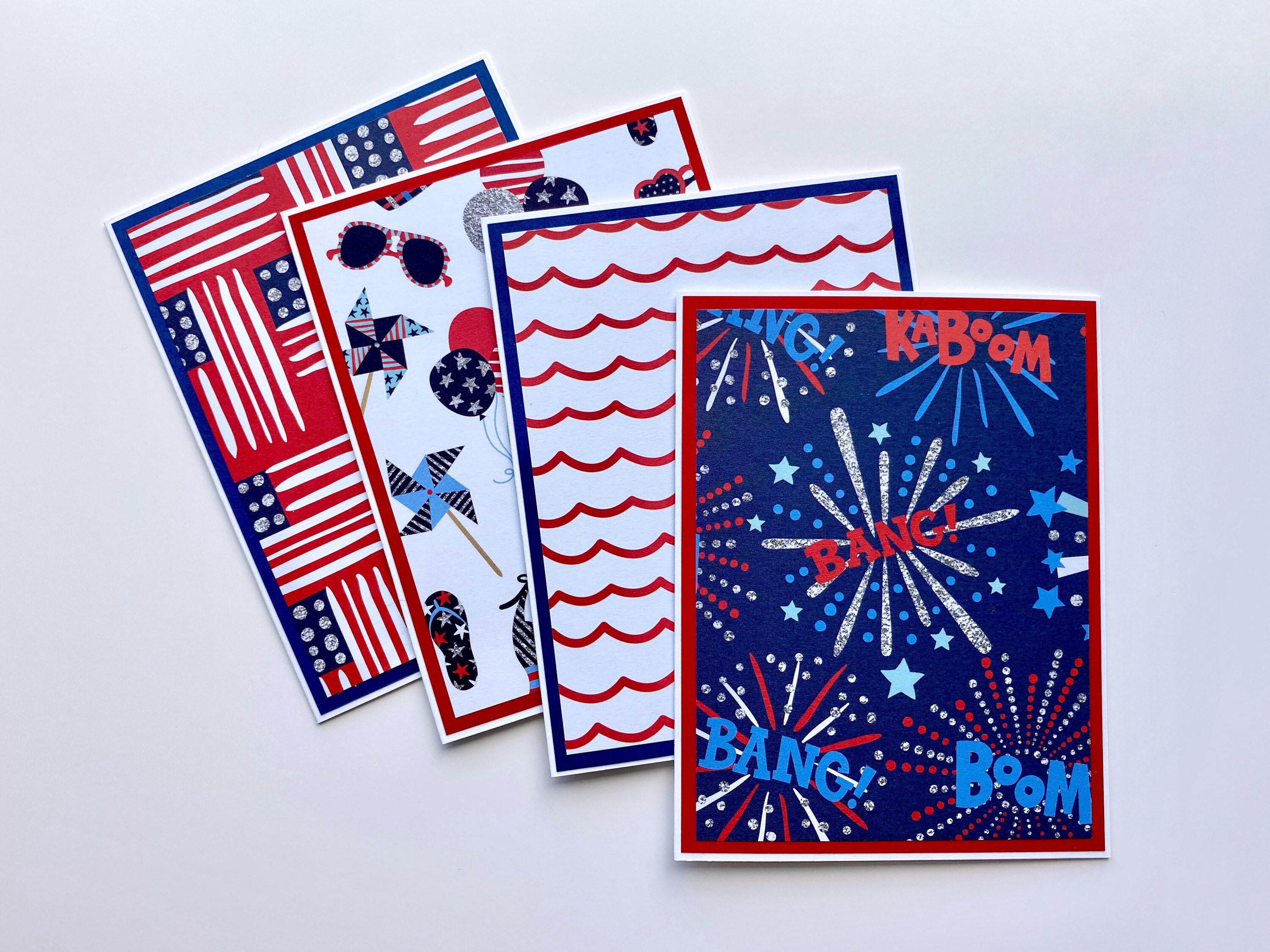 Fourth of July Cards, Handmade Independence Day Card Set of 4 - Etsy