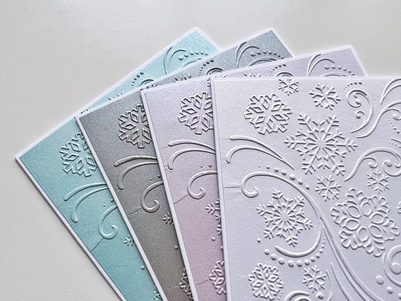 Handmade Embossed Christmas Cards With Snowflakes - Etsy