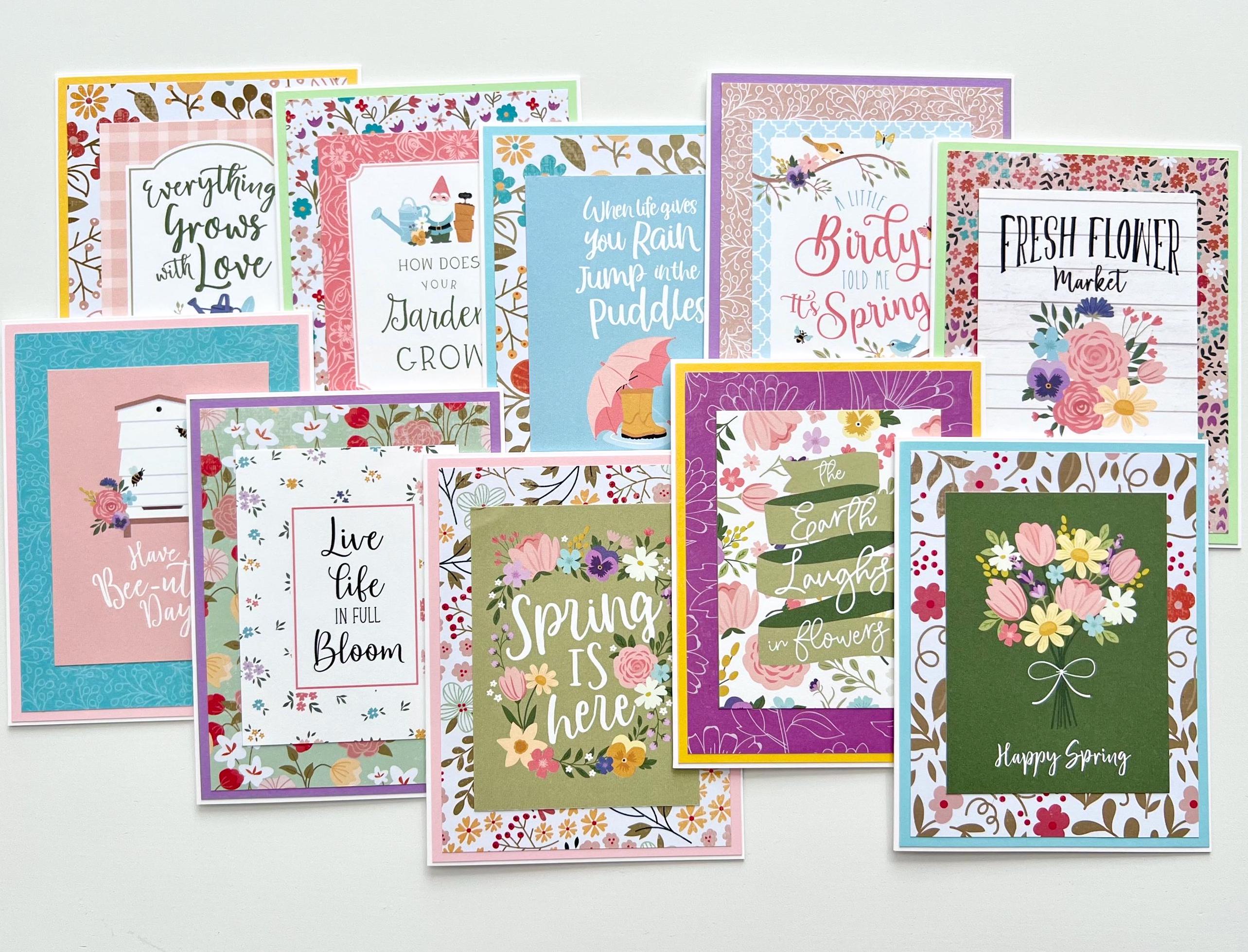 Hello Spring Floral Greeting Card Set, Easter Cards - Etsy