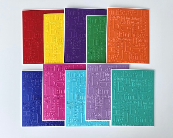 Handmade Embossed Happy Birthday Cards - Etsy