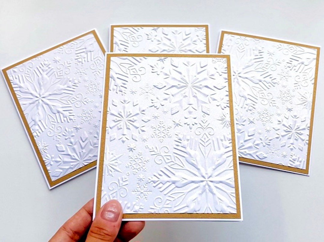 Elegant Christmas Cards Handmade in White and Gold - Etsy