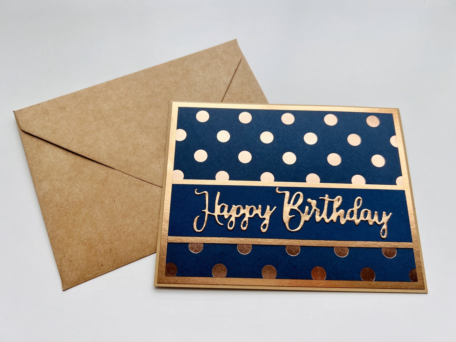 Masculine Birthday Card, Bday Cards for Men, Greeting Card in Navy and ...