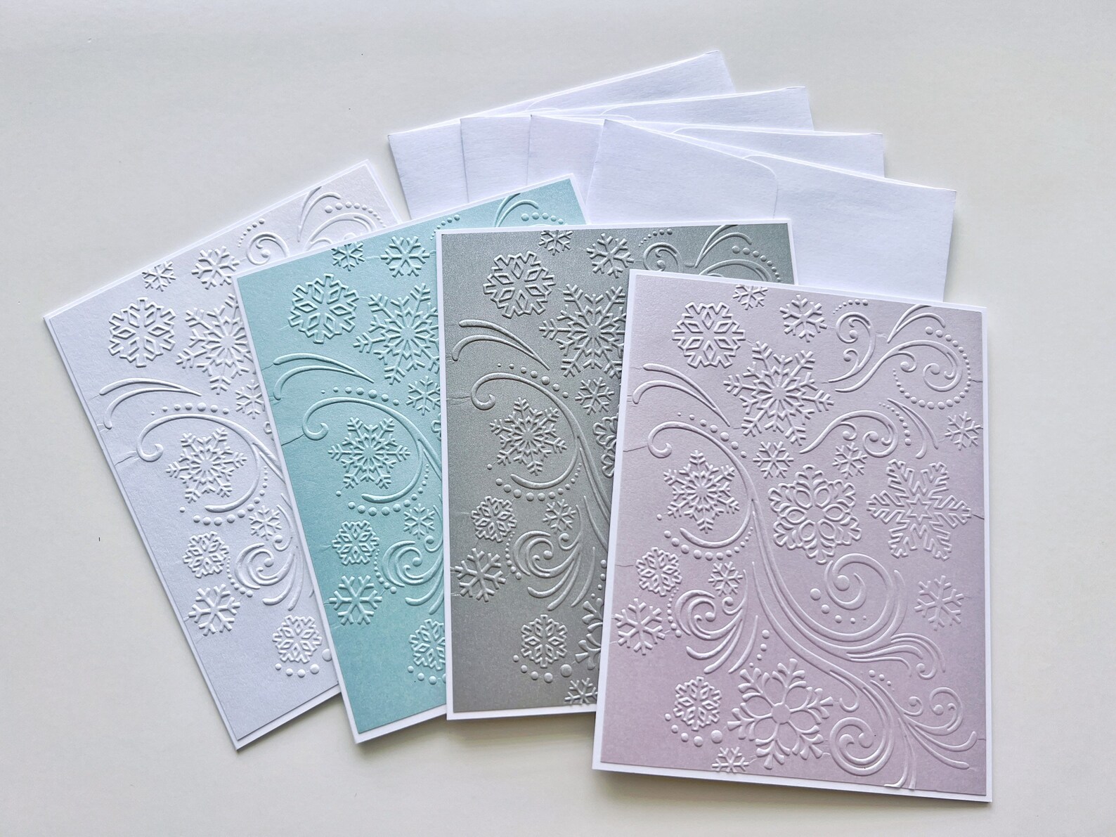 Handmade Embossed Christmas Cards With Snowflakes - Etsy