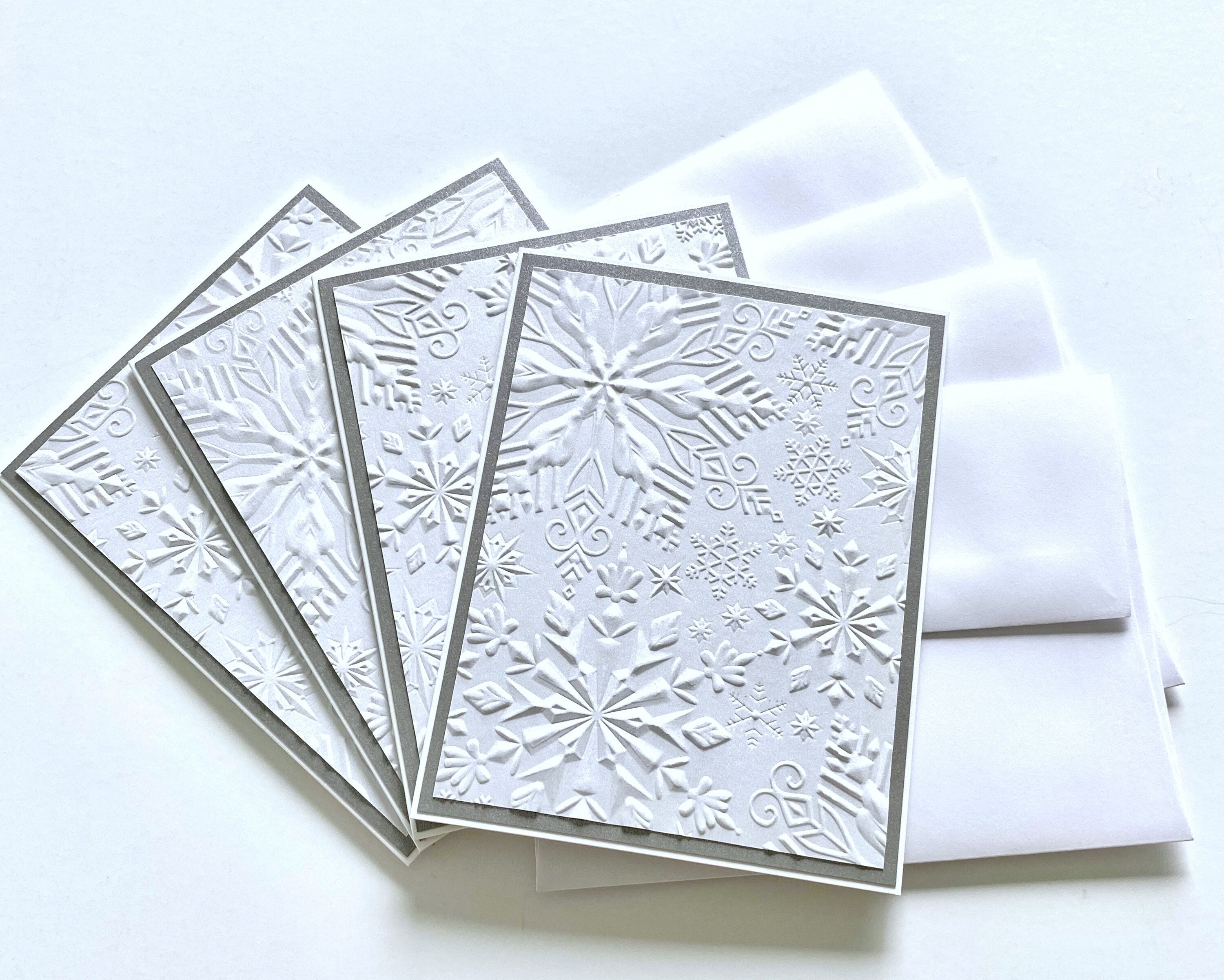 Handmade Embossed Christmas Cards Set of 4 Snowflakes | Etsy