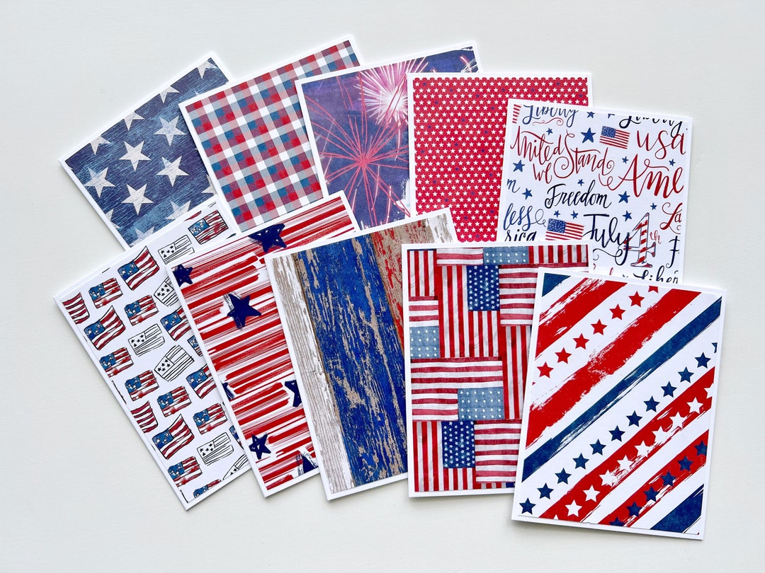 Fourth of July Cards, Independence Day Card Set of 10, American ...