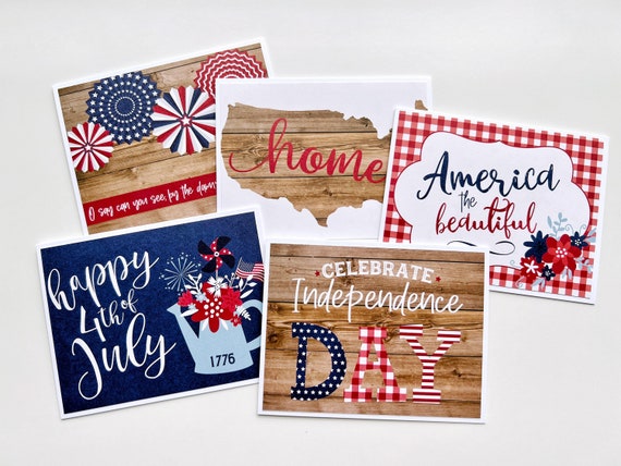 4th of July Cards Patriotic Cards Independence Day Card Set - Etsy