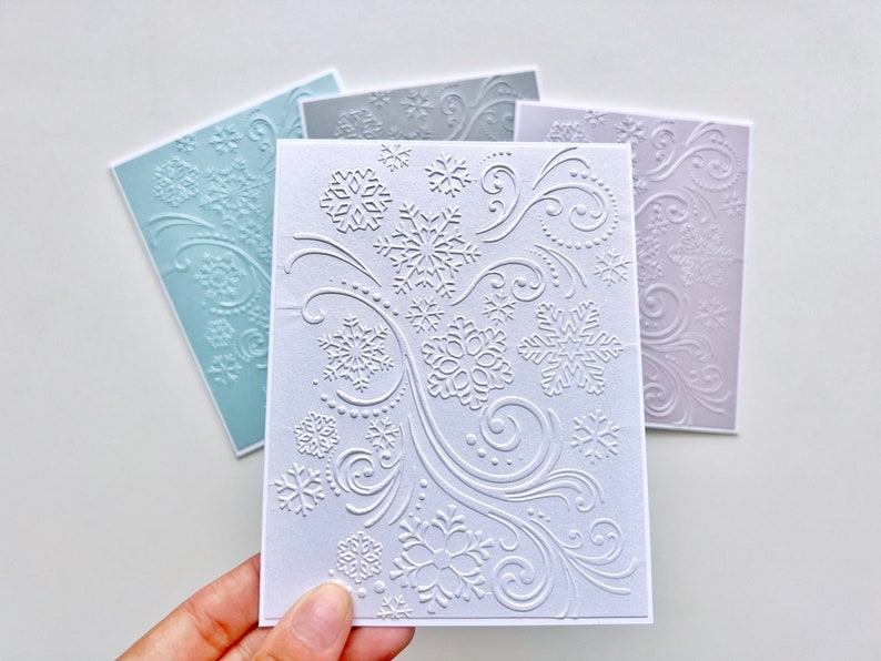 Handmade Embossed Christmas Cards With Snowflakes - Etsy