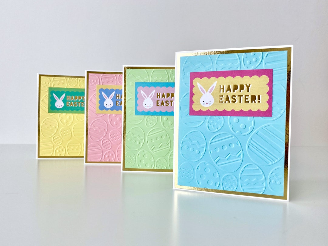 Handmade Embossed Easter Cards: Pastel Colors, Gold Foil (set of 4) - Etsy