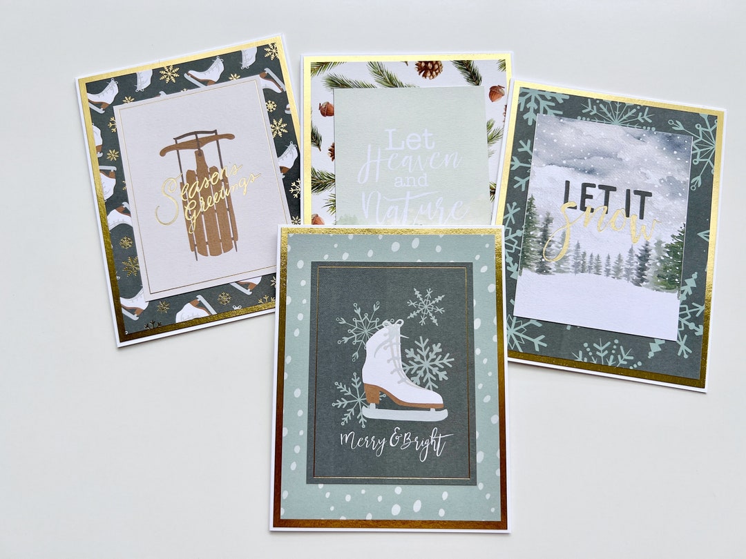 Winter Note Cards, Christmas Greeting Card Set - Etsy