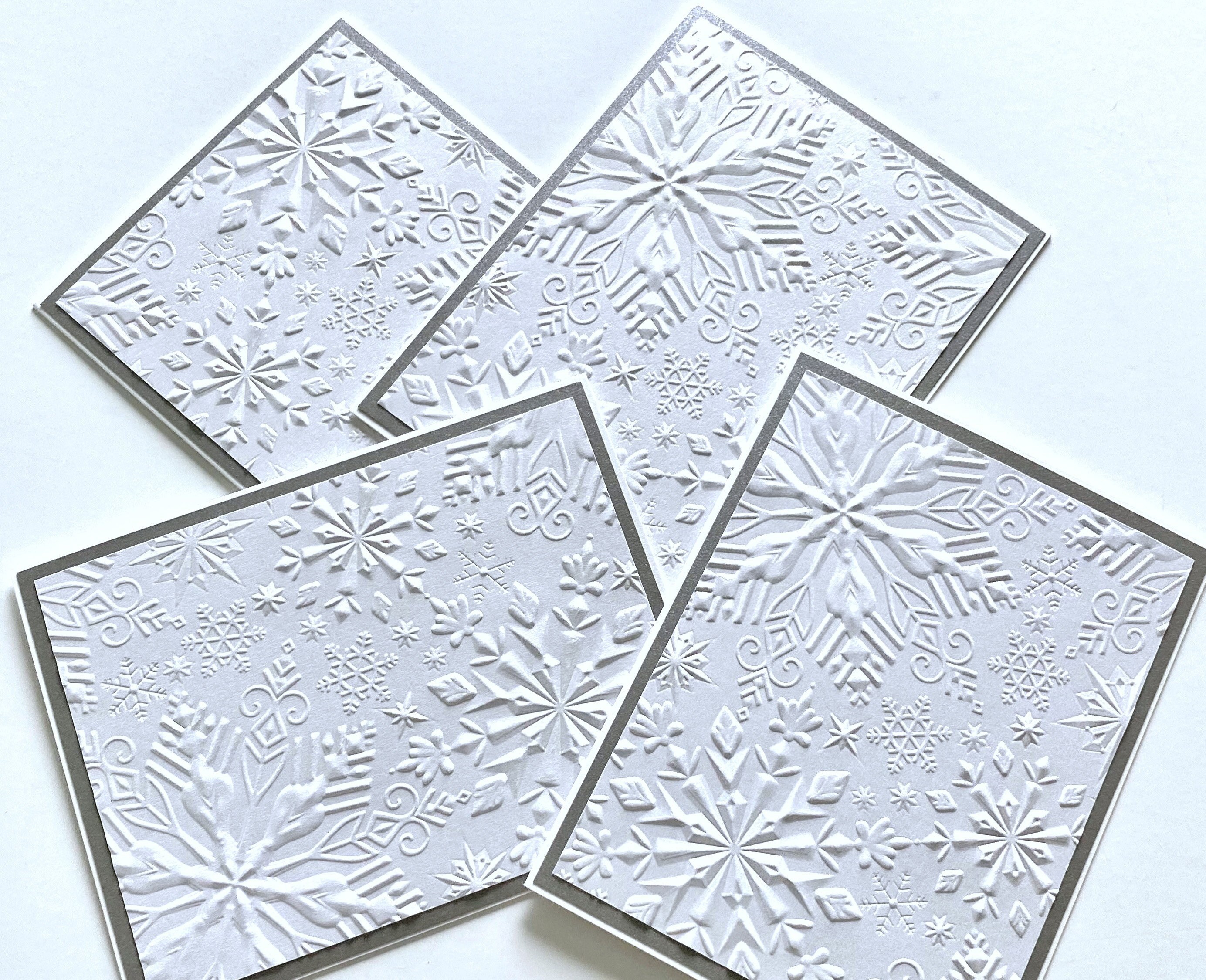 Handmade Embossed Christmas Cards Set of 4 Snowflakes | Etsy