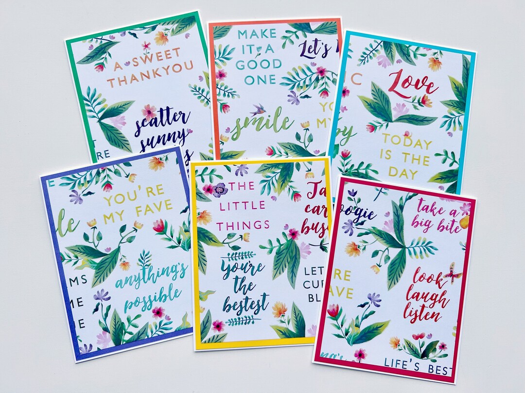 Floral Inspirational Note Cards: Handmade Greeting Cards, Set of 6 - Etsy