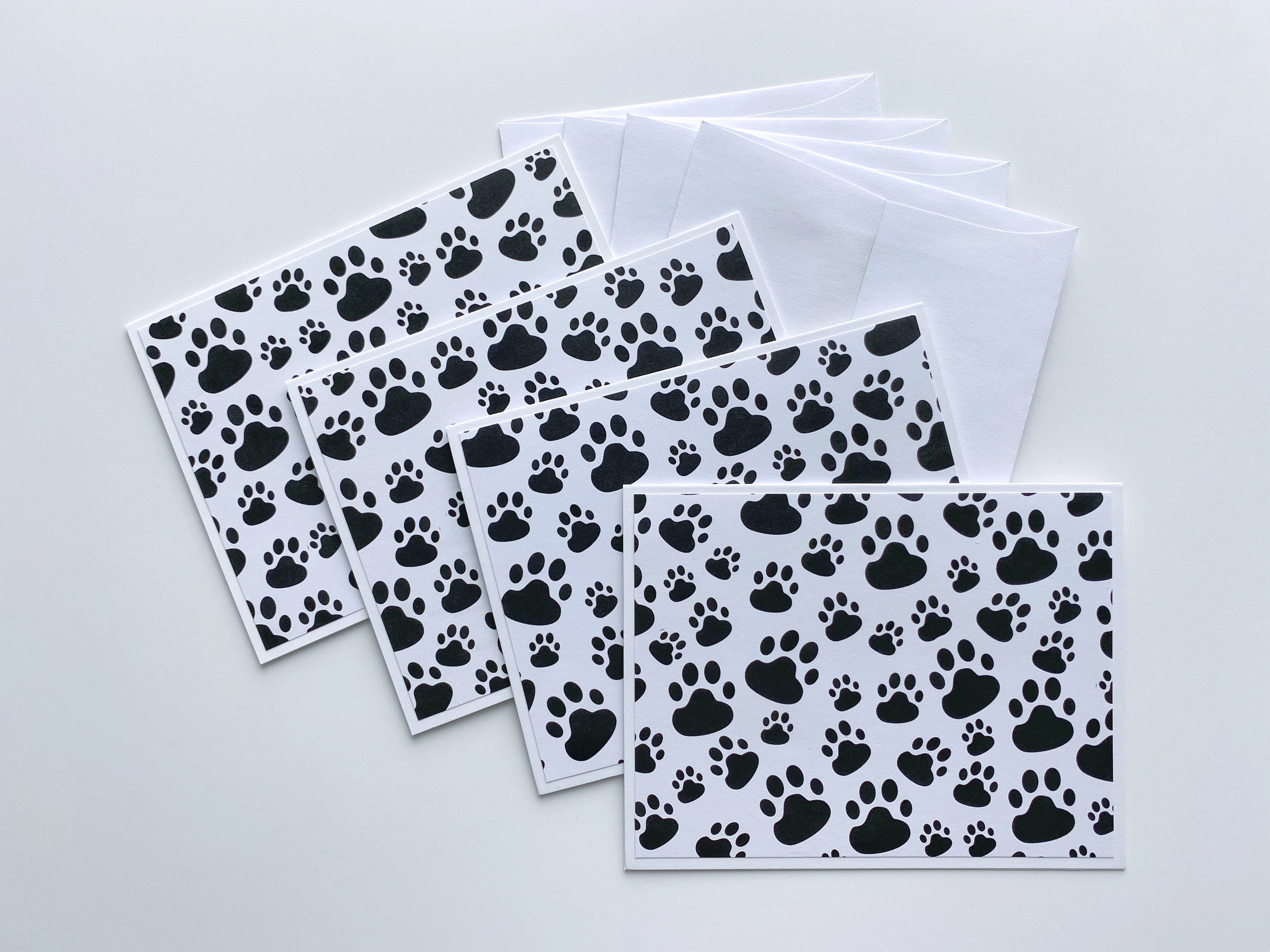 Paw Prints Cards Handmade Pet Card Set Dog Lover Stationery - Etsy Polska