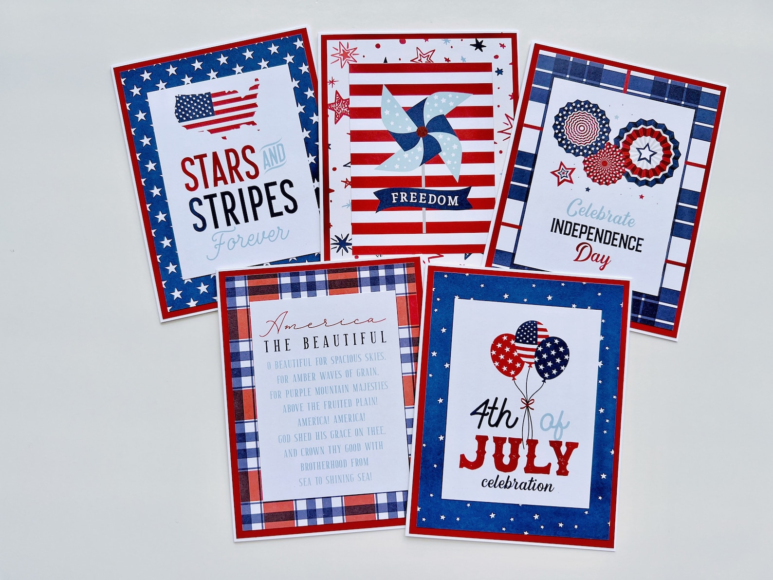 4th of July Cards Independence Day Card Set Greeting Card | Etsy