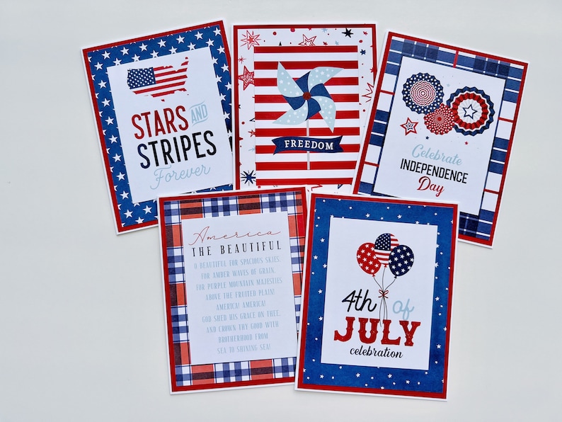 4th of July Cards, Independence Day Card Set, Greeting Card Pack - Etsy