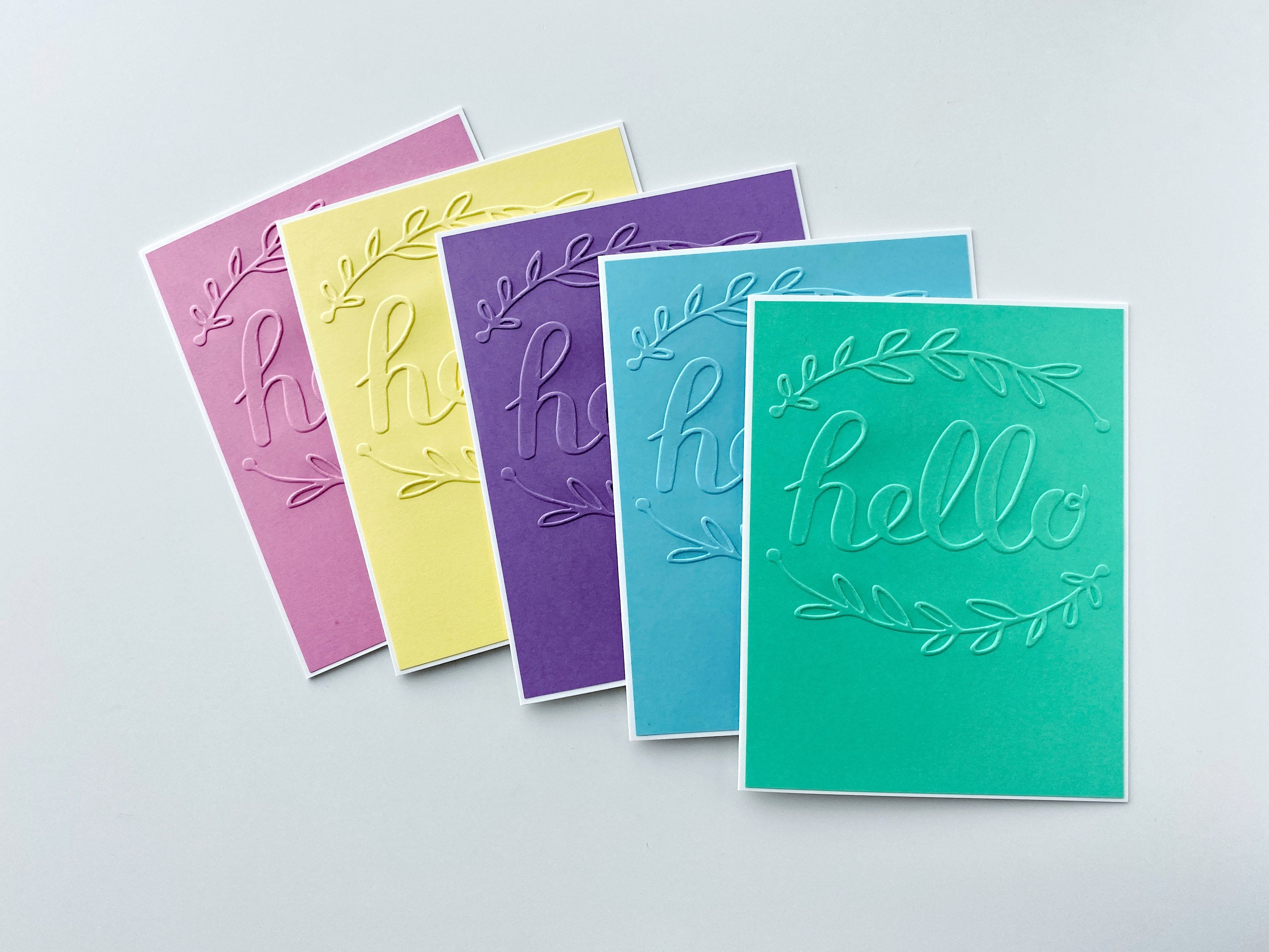 Hello Cards Embossed Card Set Blank Note Cards Handmade | Etsy