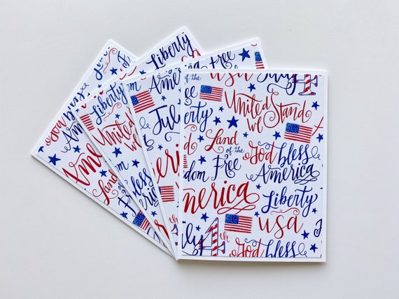 Independence Day Cards Handmade 4th of July Card Set of 4 | Etsy