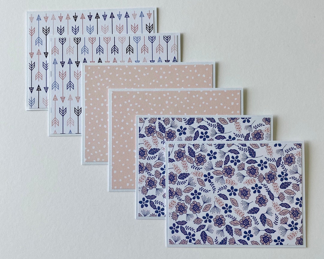 Handmade Blank Note Cards Set: Navy, Pink, and Arrow Designs - Etsy