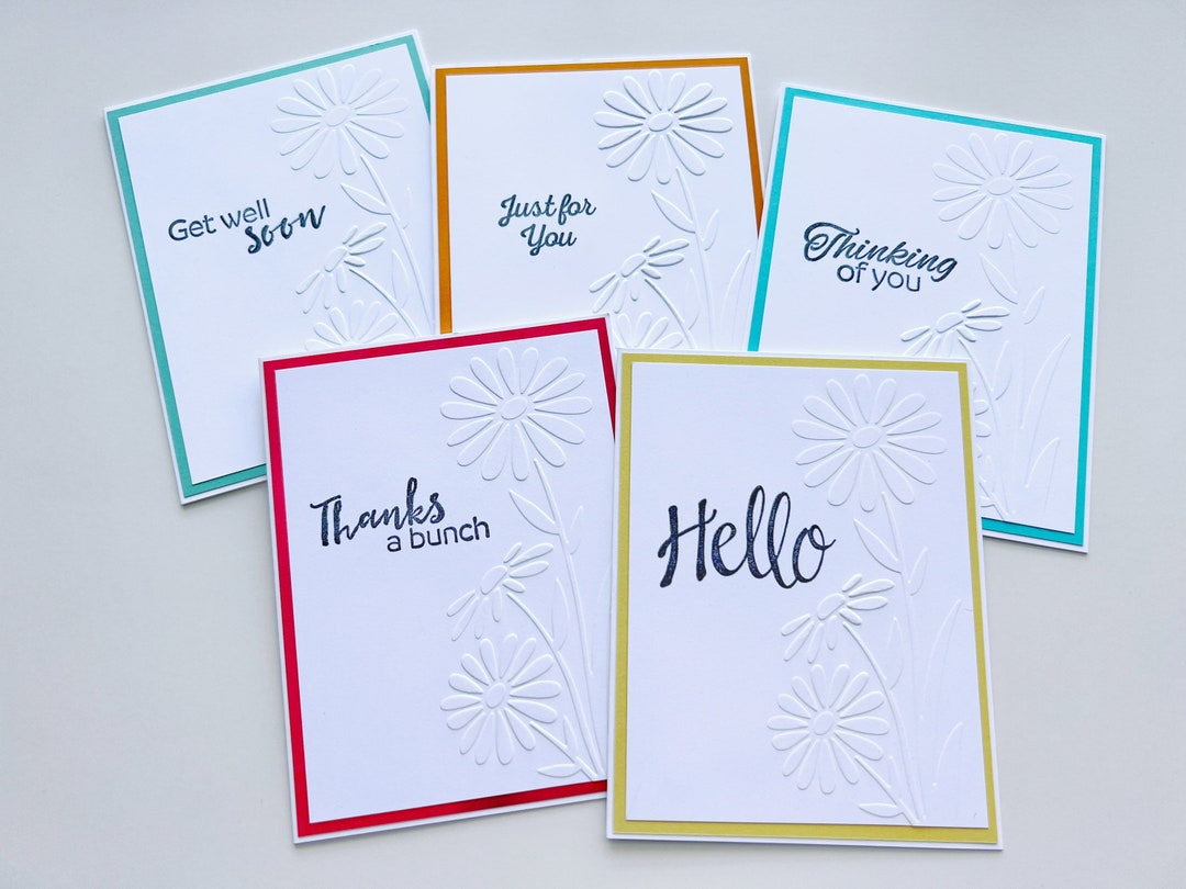 Handmade Greeting Cards, Embossed Cards, Floral Card Set With Daisies ...
