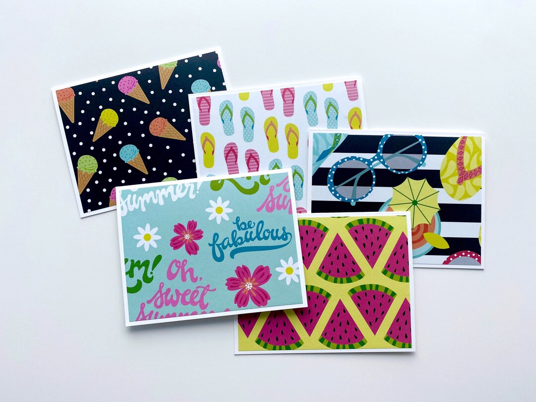 Summer Note Cards, Set of 5, Handmade Blank Card Set, Summer Gift - Etsy