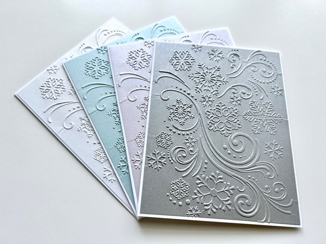 Handmade Embossed Christmas Cards With Snowflakes - Etsy