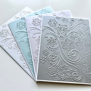 Handmade Embossed Christmas Cards With Snowflakes - Etsy