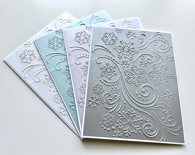 Handmade Embossed Christmas Cards With Snowflakes - Etsy