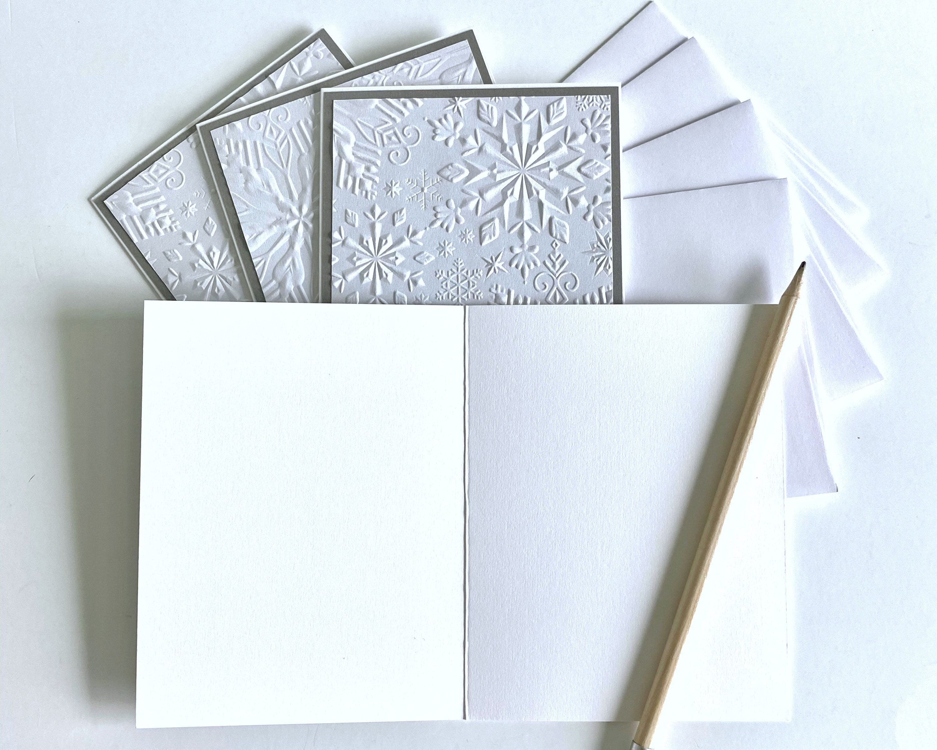 Handmade Embossed Christmas Cards Set of 4 Snowflakes | Etsy