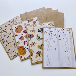 Blank Thanksgiving Cards, Handmade Fall Note Card Set of 4, Fall ...