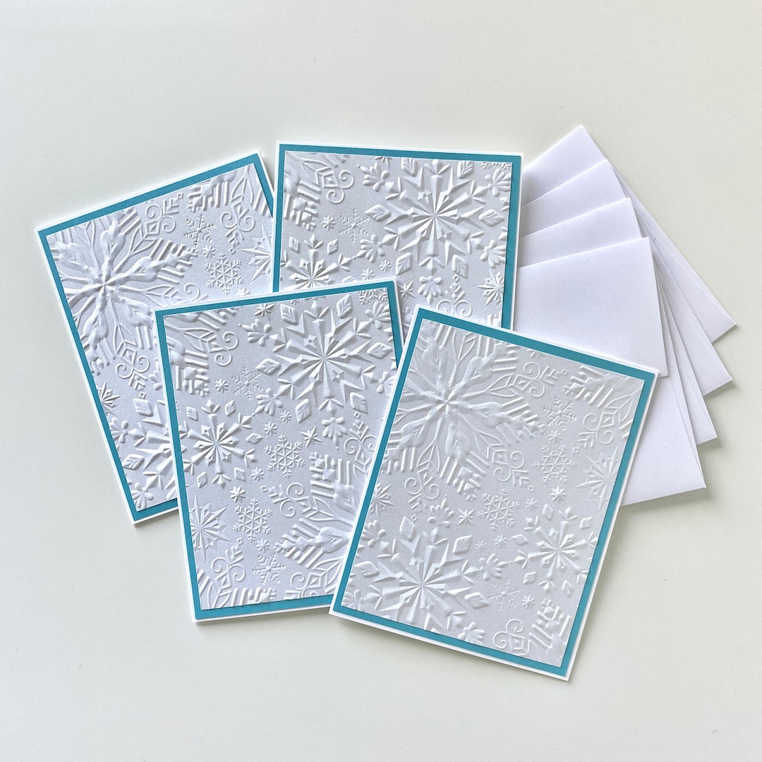 Embossed Snowflake Christmas Card Set: Handmade Winter Note Cards - Etsy