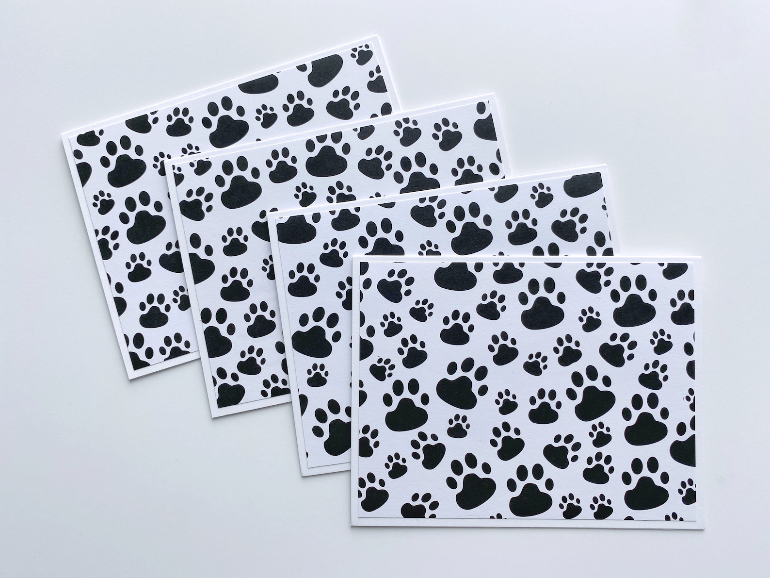 Paw Prints Cards Handmade Pet Card Set Dog Lover Stationery - Etsy Polska
