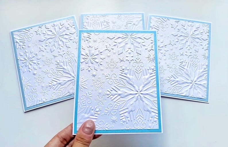 Embossed Snowflake Christmas Cards: Handmade Holiday Greeting Card Set ...