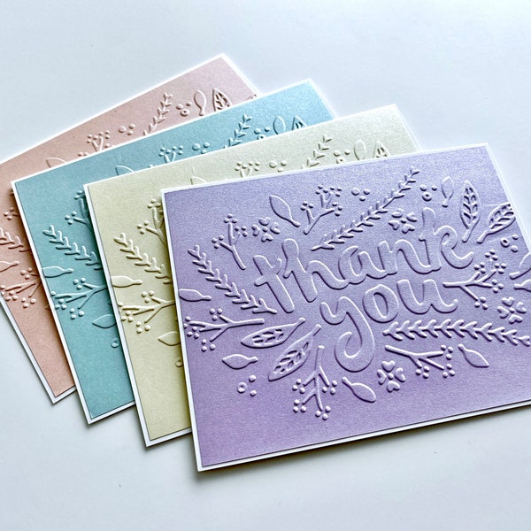 Floral Embossed Thank You Cards - Etsy